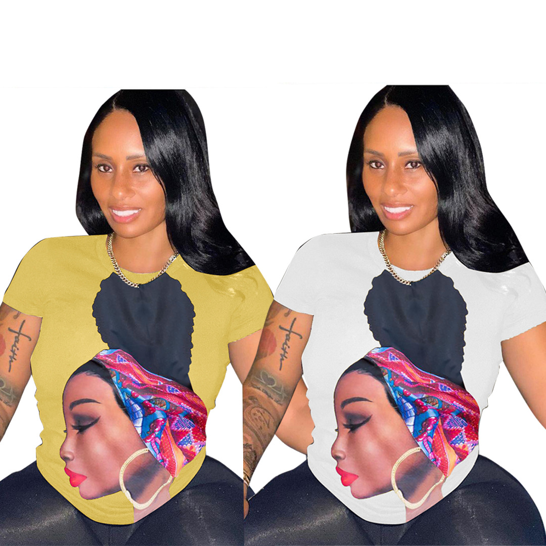 Solid Color Watermark Human Head Fashion Top