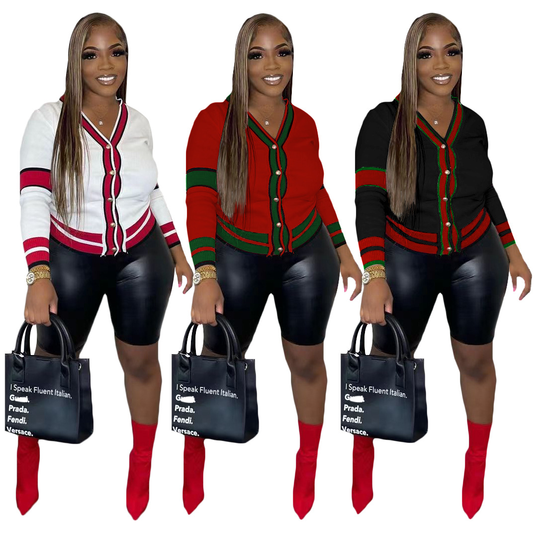Casual Contrast Color Cropped Hand Knit Sweater Jacket
