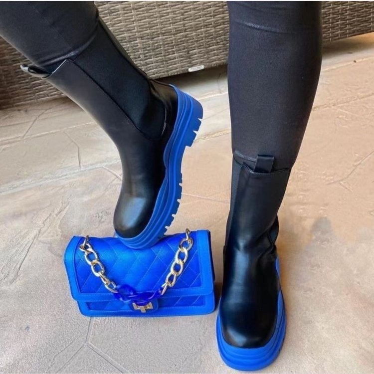 Large Size Knight Round Toe Thick Sole Martin Boots