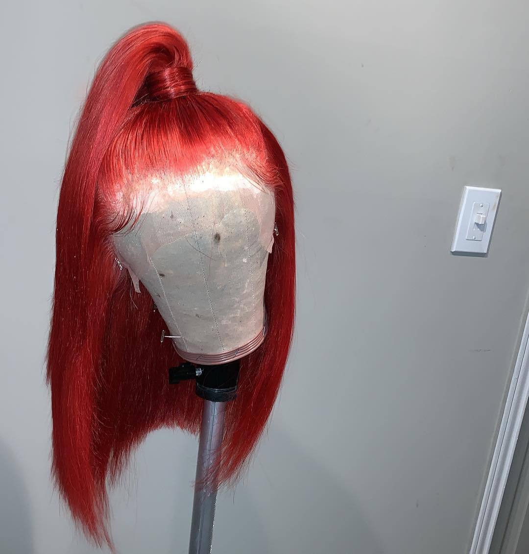 US$ 107.00 - Ulovewigs Pre Plucked Human Virgin Hair red Color bob ...