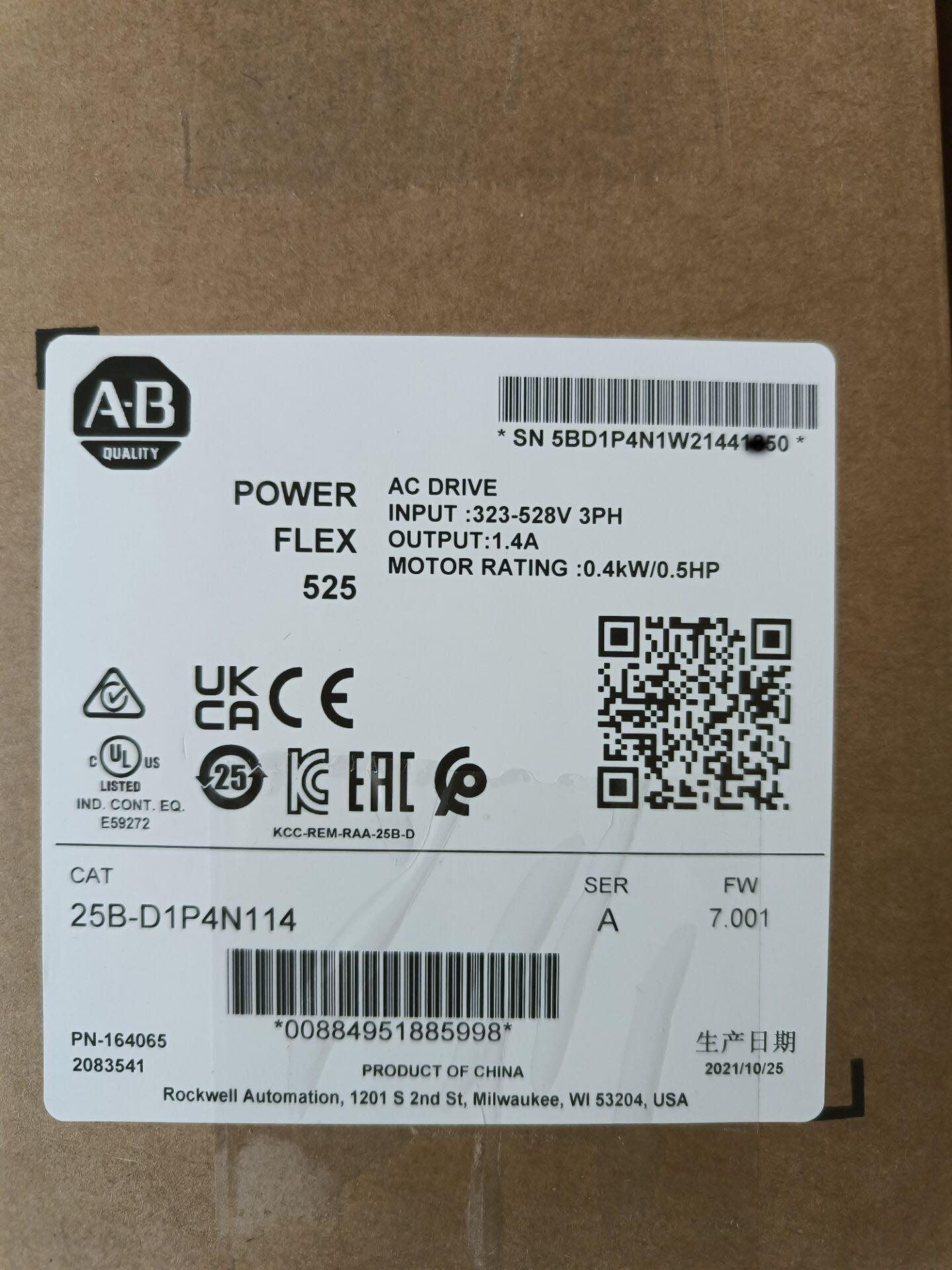 US$ 371.98 - New sealed Allen Bradley 25B-D1P4N114 PowerFlex 525 AC ...