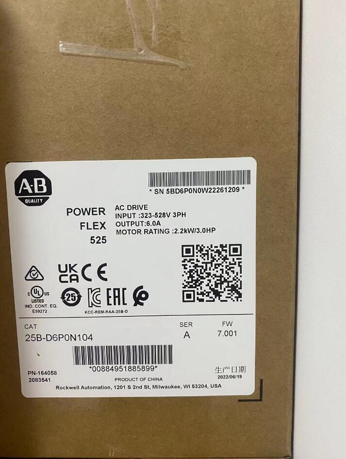US$ 445.98 - 25B-D6P0N104 Allen Bradley PowerFlex 525 2.2kW (3Hp) AC ...
