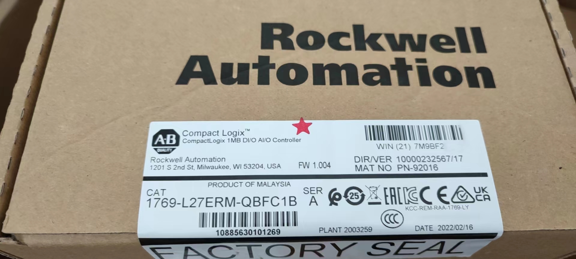 US$ 1,945.44 - New sealed 1769-L27ERM-QBFC1B Allen Bradley CompactLogix ...