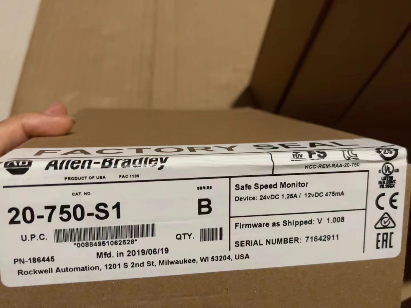 US$ 664.13 - New Sealed Allen Bradley 20-750-S1 Safe Speed Monitor ...