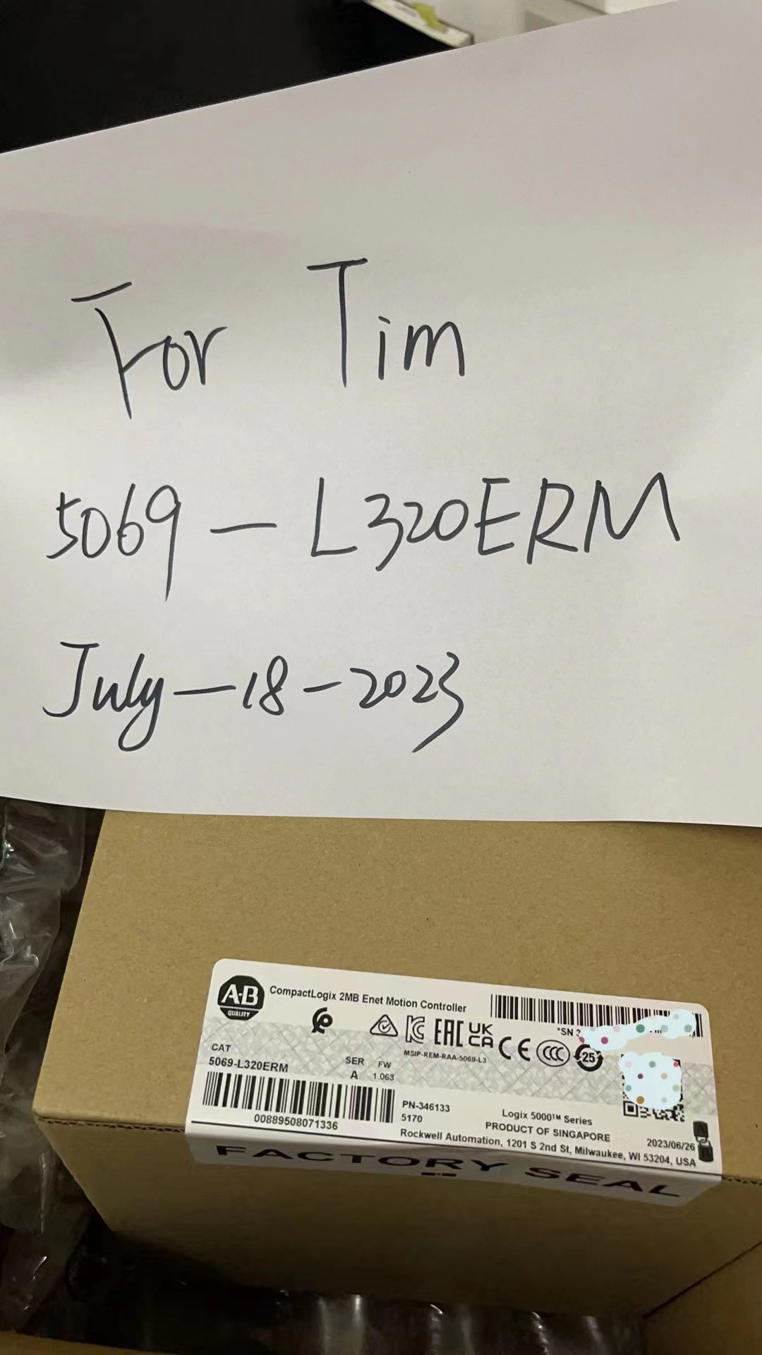 US$ 2,970.97 - New sealed 5069-L320ERM Allen Bradley CompactLogix 2MB ...