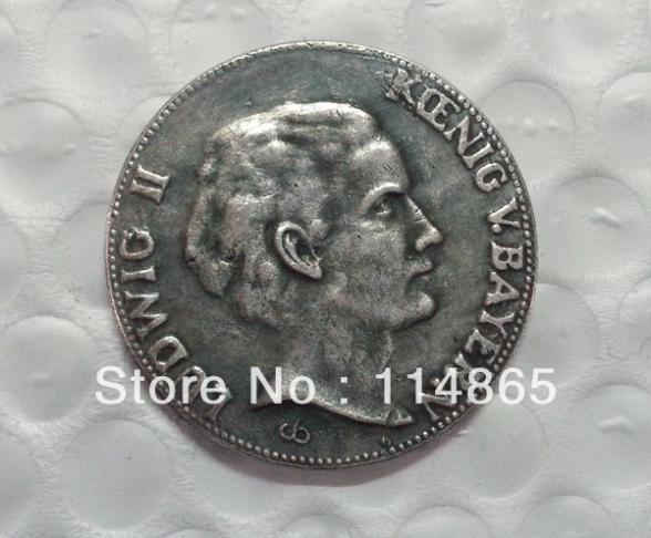 US$ 2.40 - German Imperial Bayern Koenig Ludwig II Medal Coin Bavarian ...