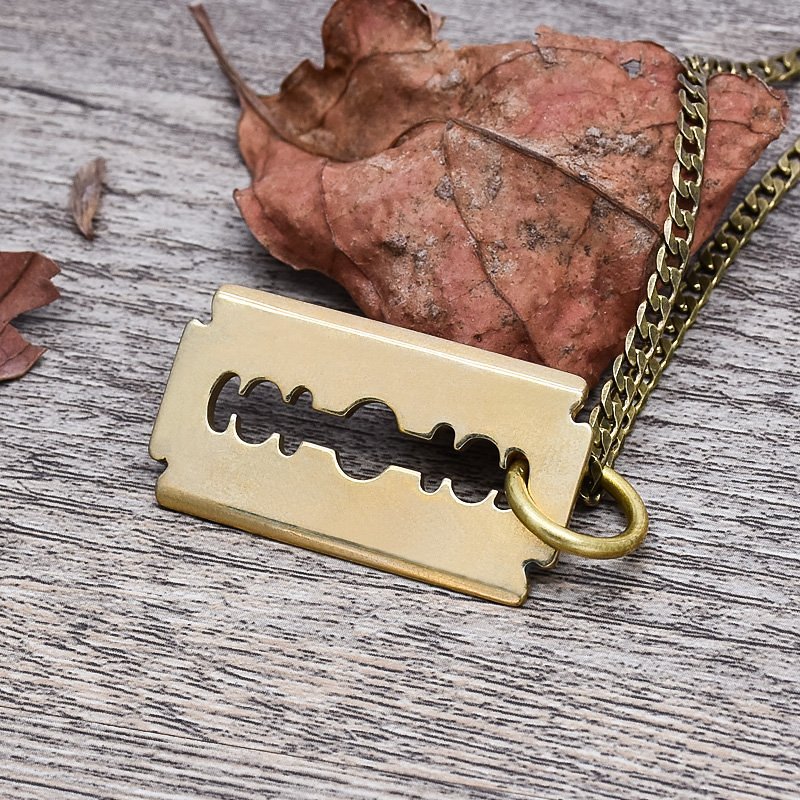 Brass Razor Blade Necklace