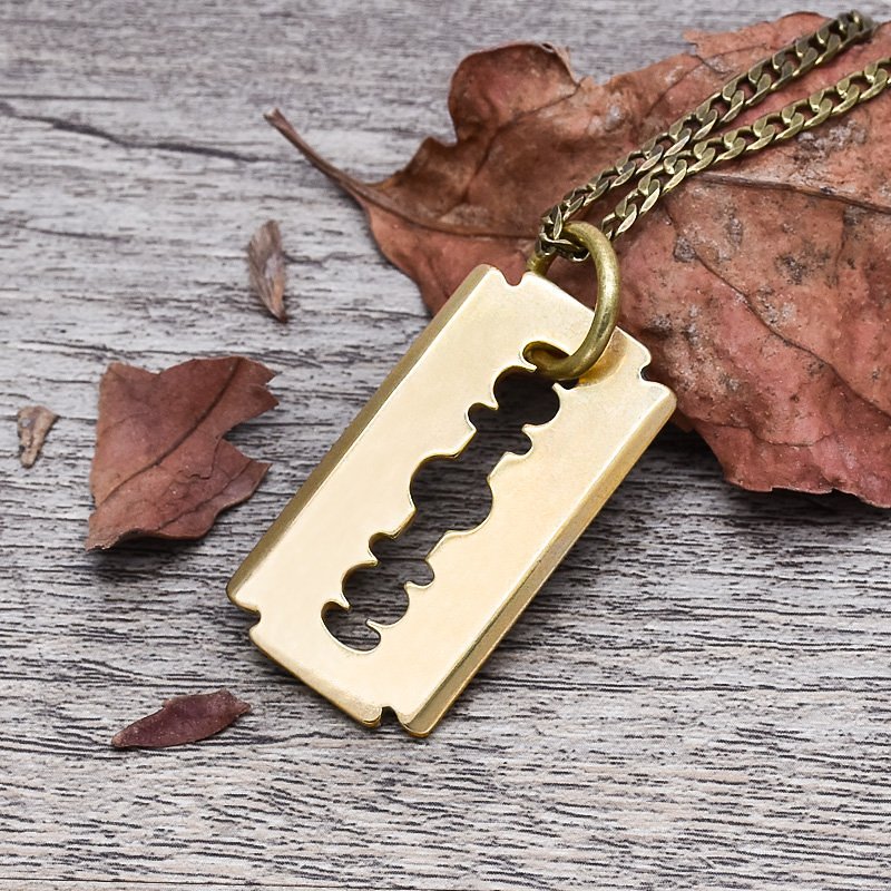 Brass Razor Blade Necklace