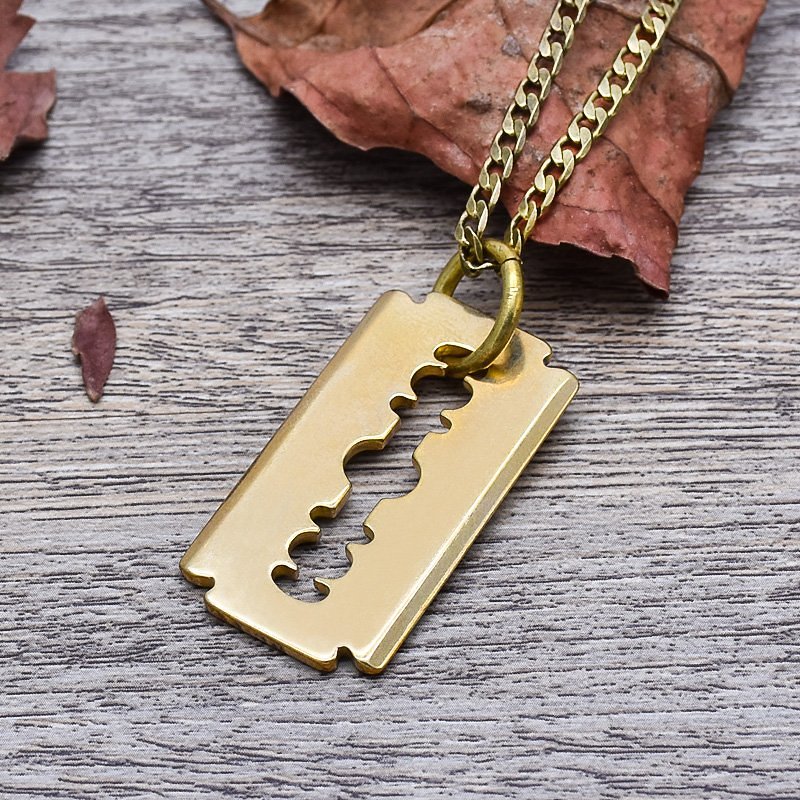 Brass Razor Blade Necklace