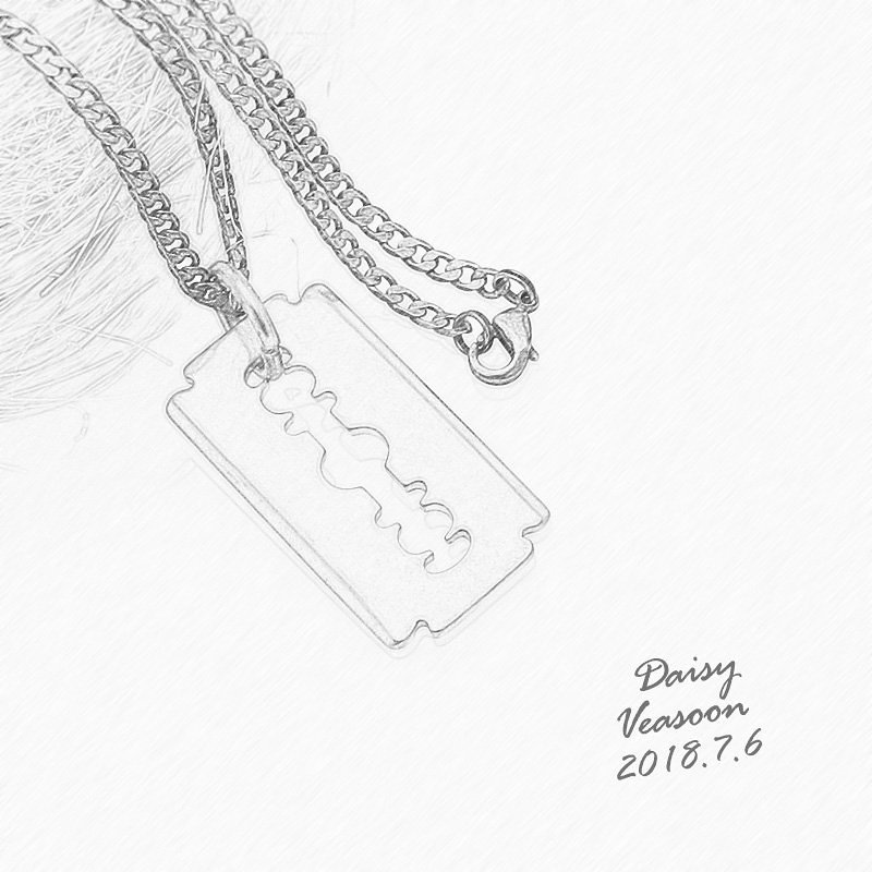 Brass Razor Blade Necklace