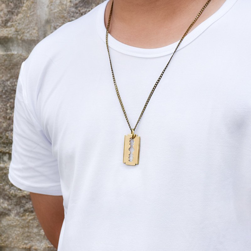 Brass Razor Blade Necklace