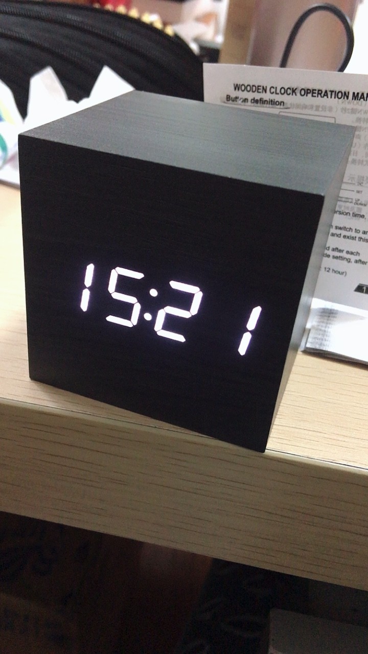 Cube Mini LED Wooden Digital Alarm Clock