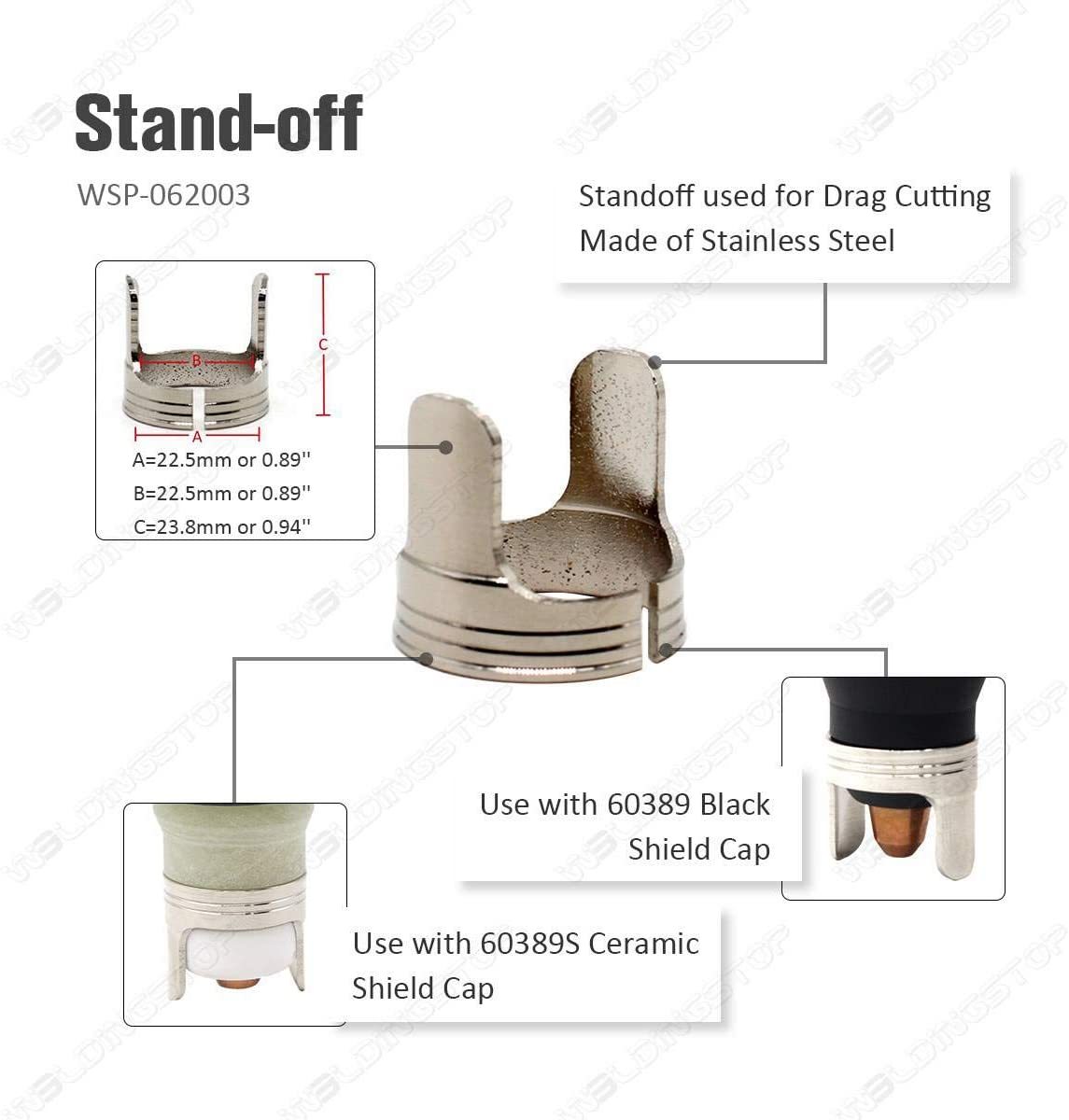 PKG -22 PT-60 Plasma Electrode/Tip/Shield Cup/Stand-Off for PT-40 IPT ...