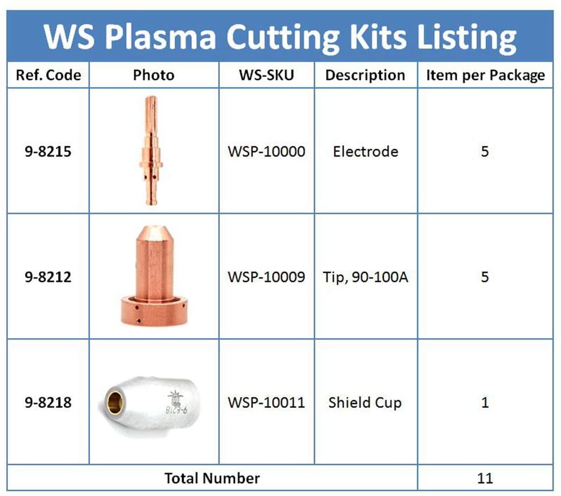 90-100A Tip 9-8212 Electrode 9-8215 for Thermal Dynamics SL60/100 Torch ...