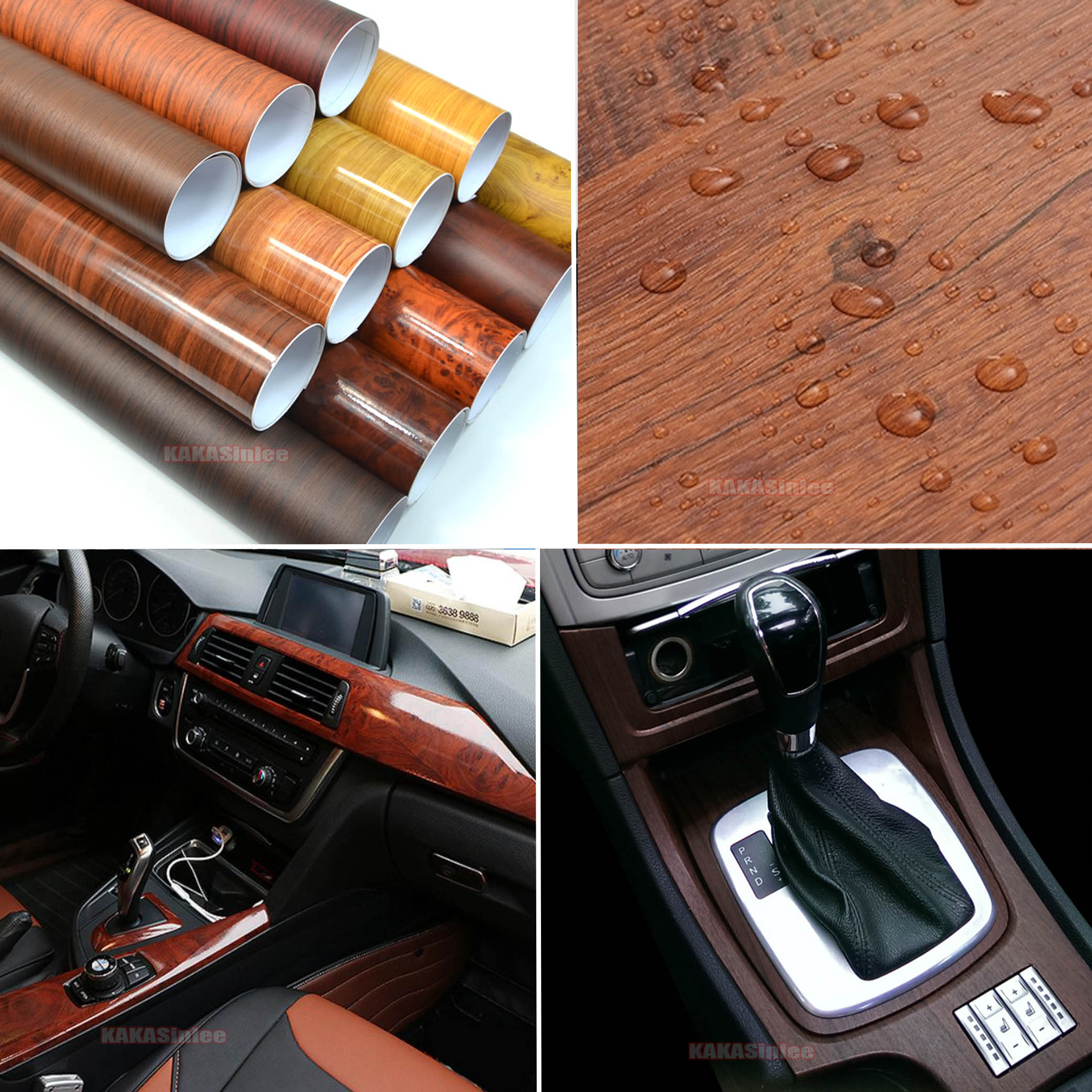 DIY Matte Glossy Wood Grain Textured Vinyl Wrap Sticker Car Home ...