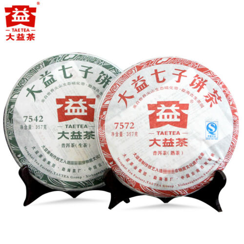 ORIGINAL Menghai Dayi 7572 Ripe Pu Erh Tea Cake + 7542 Raw Puer Tea ...
