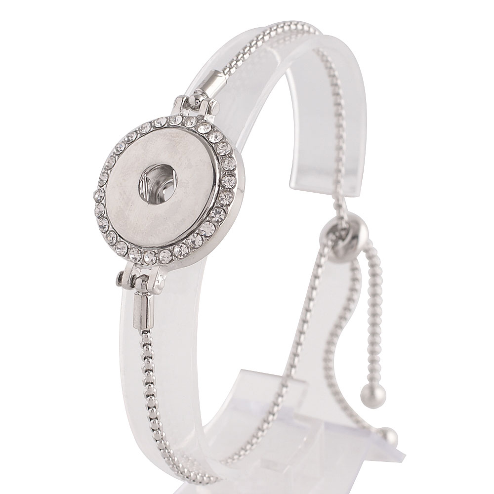 1 buttons snaps Adjustable metal Bracelets KC0706 fit snaps chunks