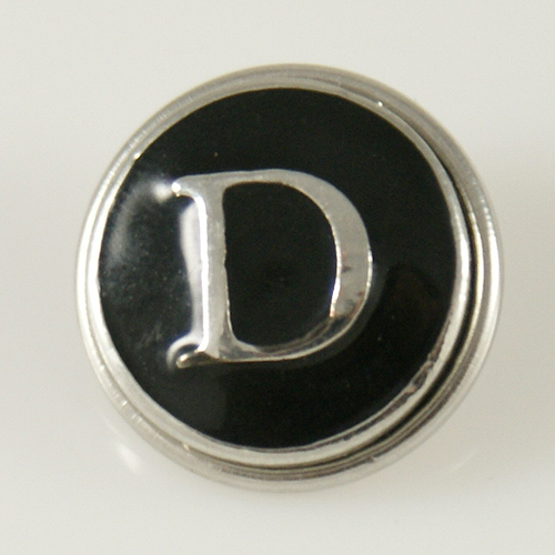 20MM English alphabet-D snap silver plated KB1254 with Enamel ...