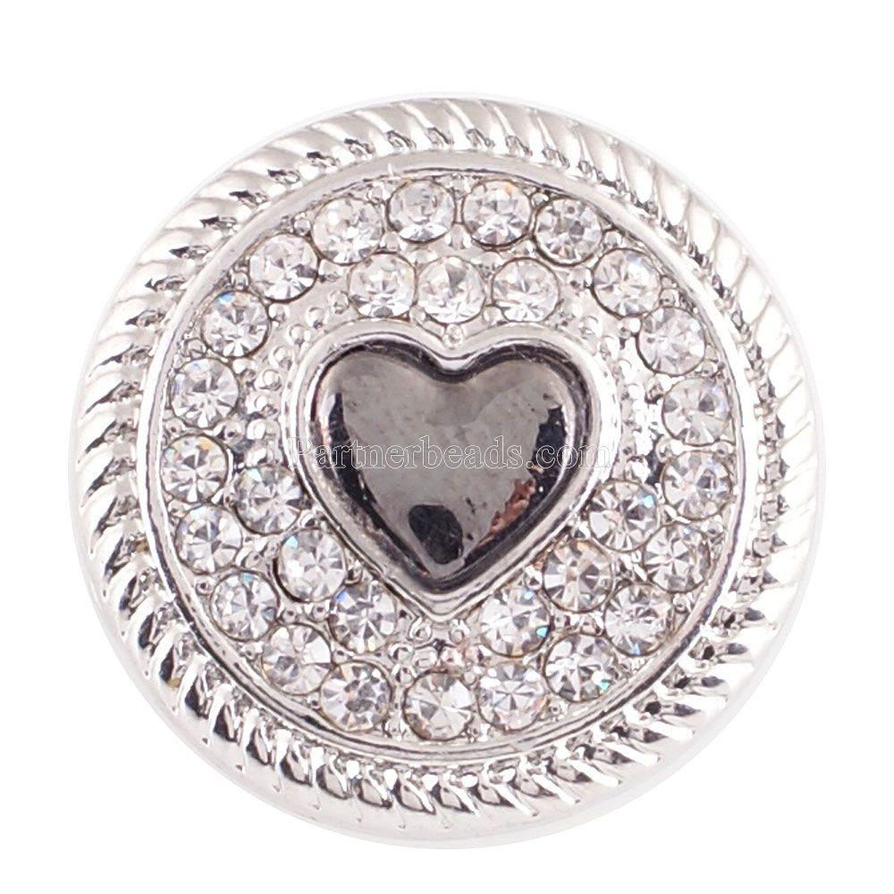 20MM heart snaps Silver Plated KB6874 snaps jewelry