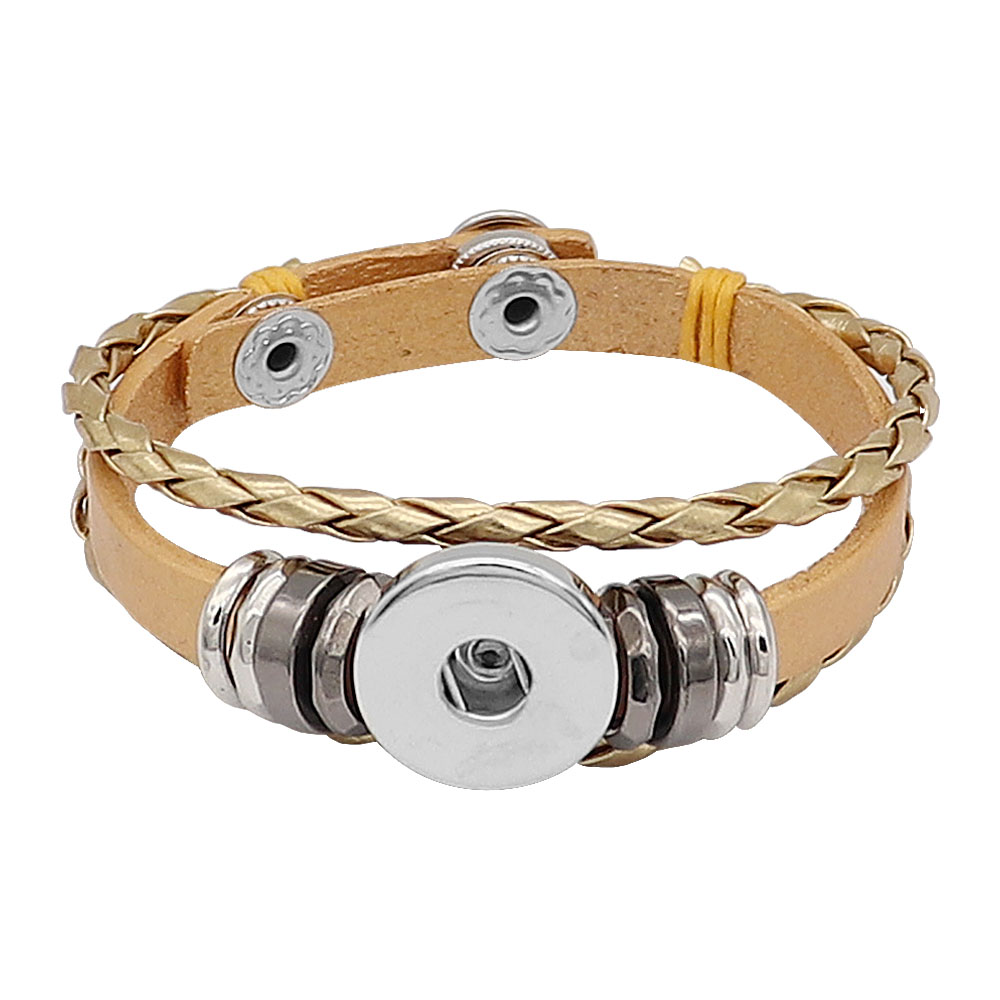 Golden Leather Snap bracelets KC0530 fit 20mm snaps chunks 1 button