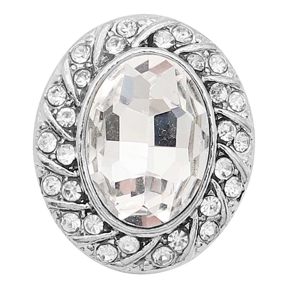 design snap Silver Plated with white Rhinestone charms 20MM KC9375 ...