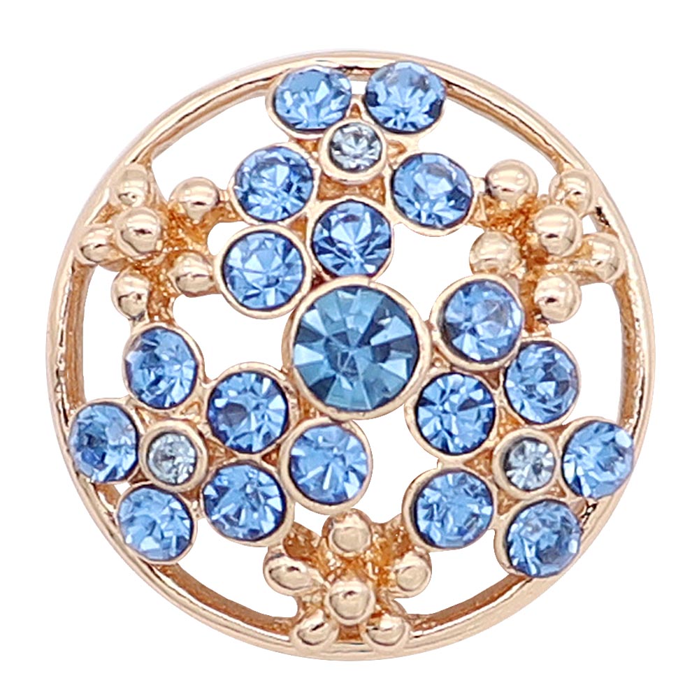 20MM snap gold plated Plated with blue Rhinestone KC8239 snaps jewerly