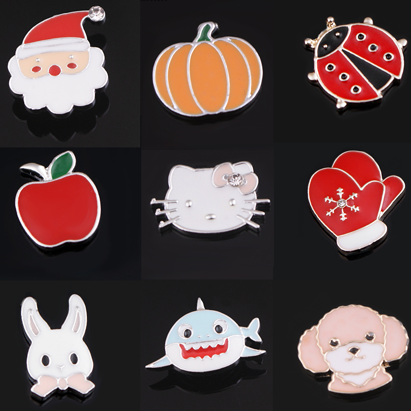 12MM Cartoon design metal silver plated snap charms Multicolor