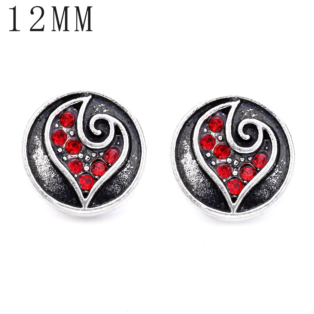 12MM design metal silver plated snap charms Multicolor