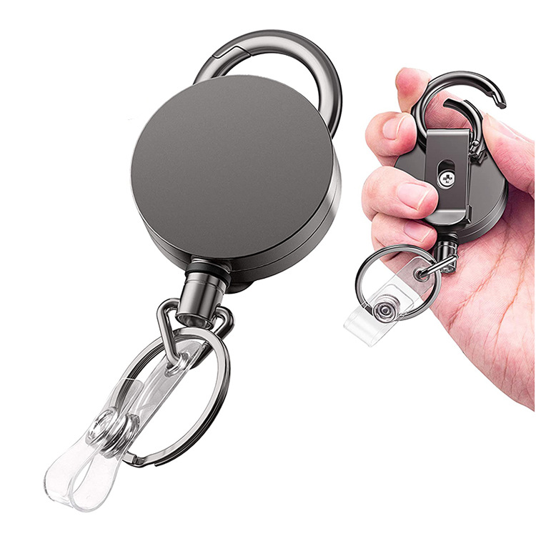 Black electroplated metal easy pull buckle retractable key buckle easy ...