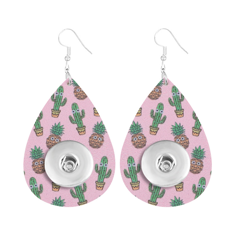 Flower plant Leather snap earring fit 20MM snaps style jewelry