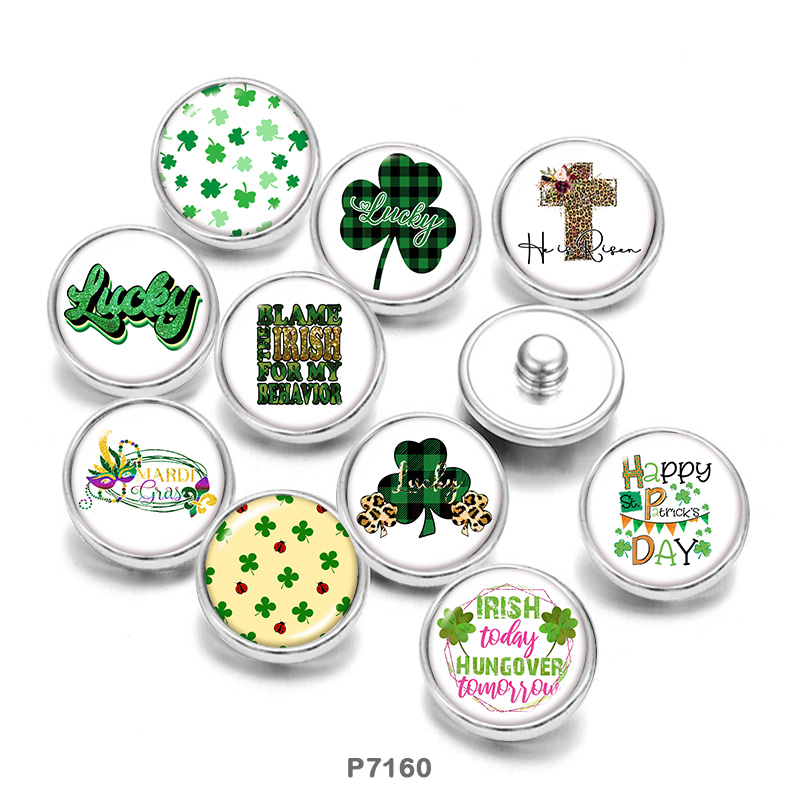 20MM Clover Cross Print glass snaps buttons