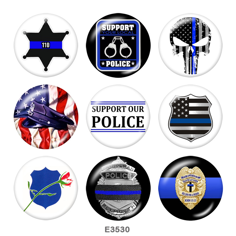 20MM Police Print Painted metal snap buttons