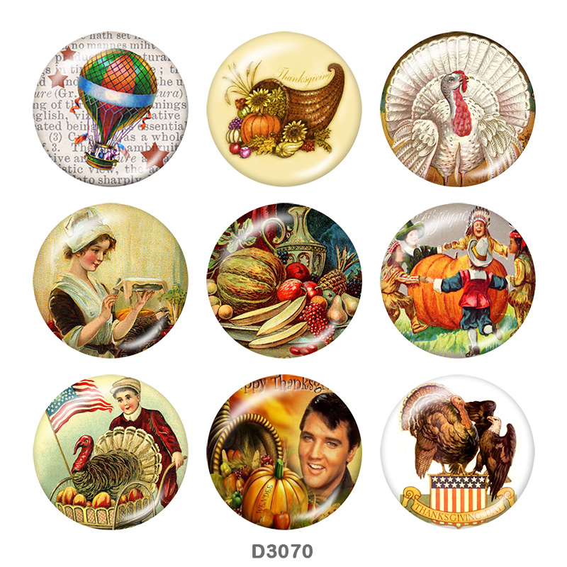 20MM Thanksgiving Print Painted metal snap buttons