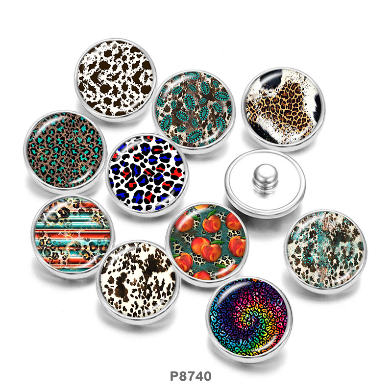 Painted metal 20mm snap buttons Leopard pattern