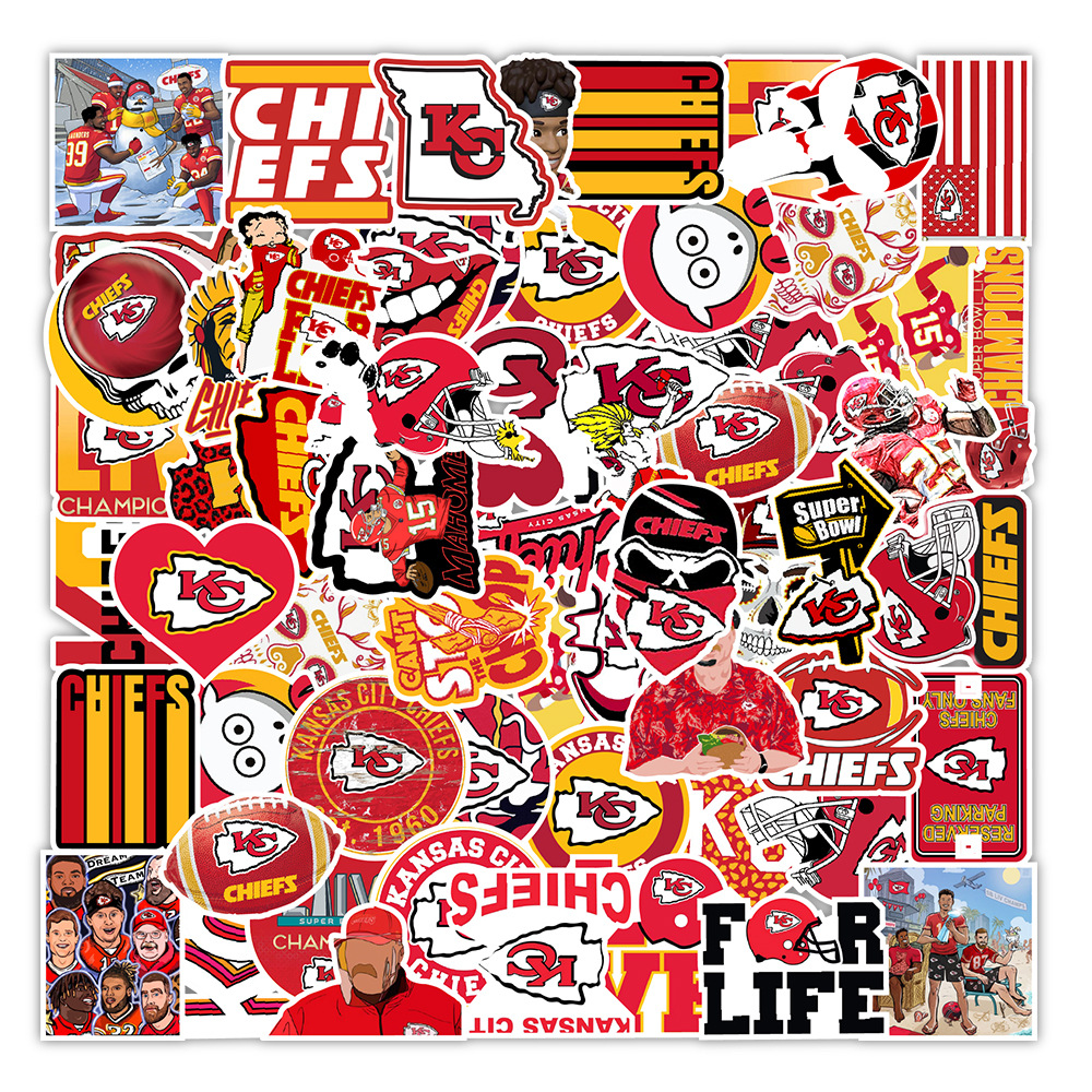 50 Kansas City Chiefs Rugby Graffiti Stickers Motorcycle Skateboard ...
