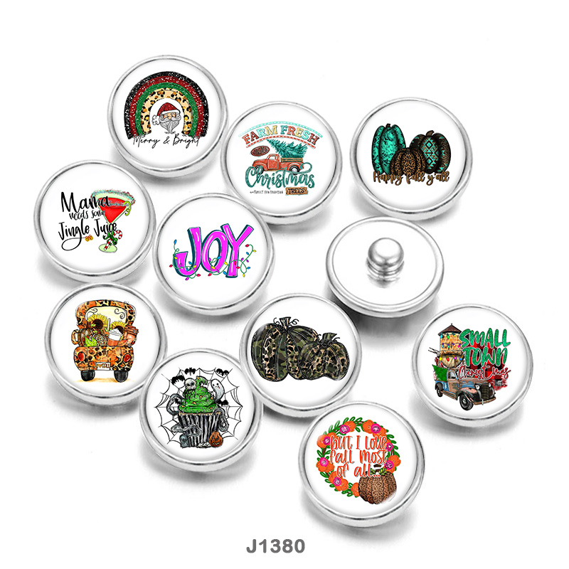 Painted metal 20mm snap buttons Christmas Halloween DIY jewelry glass ...