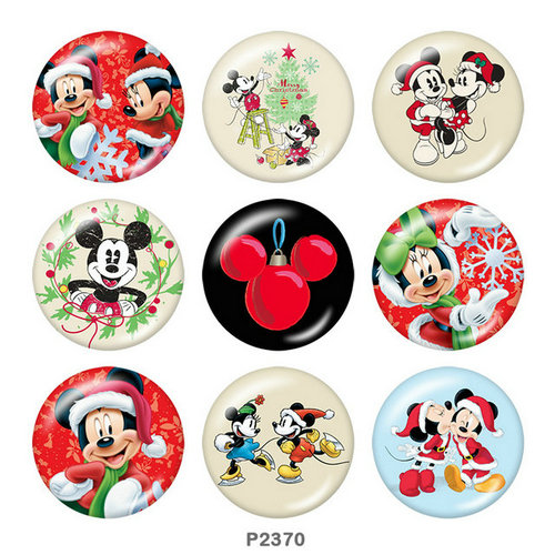 Painted metal 20mm snap buttons Cartoon Christmas DIY jewelry glass ...