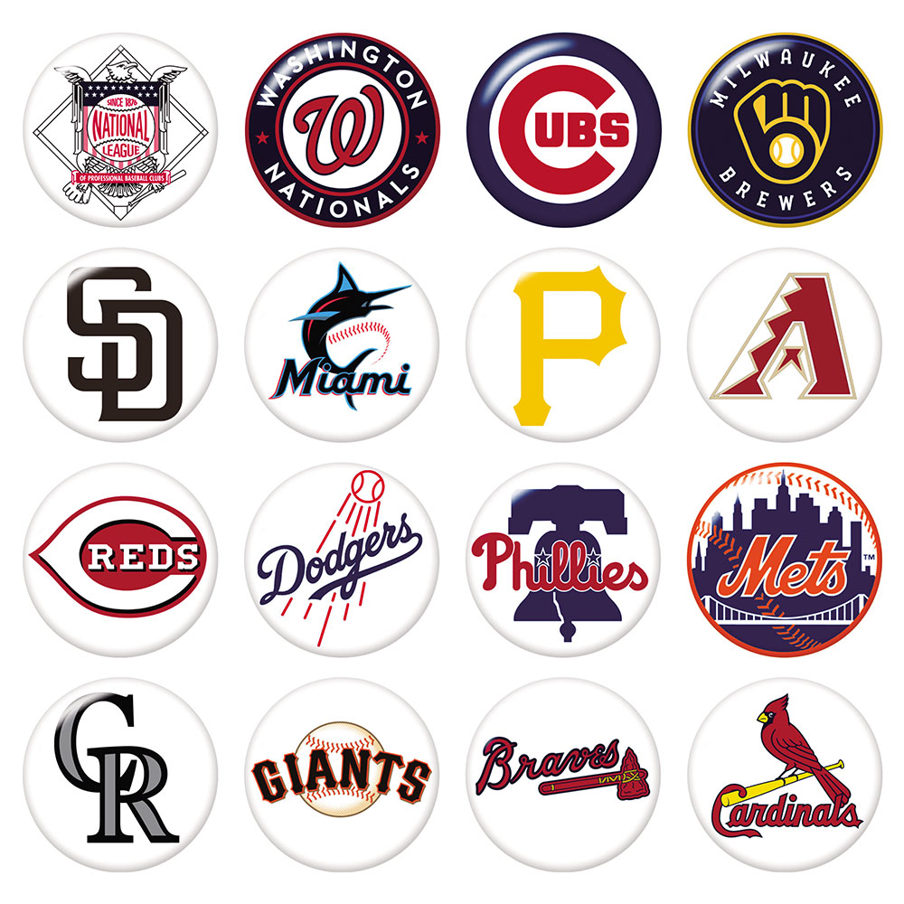 National League Baseball MLB Team Logos 20MM glass snap button