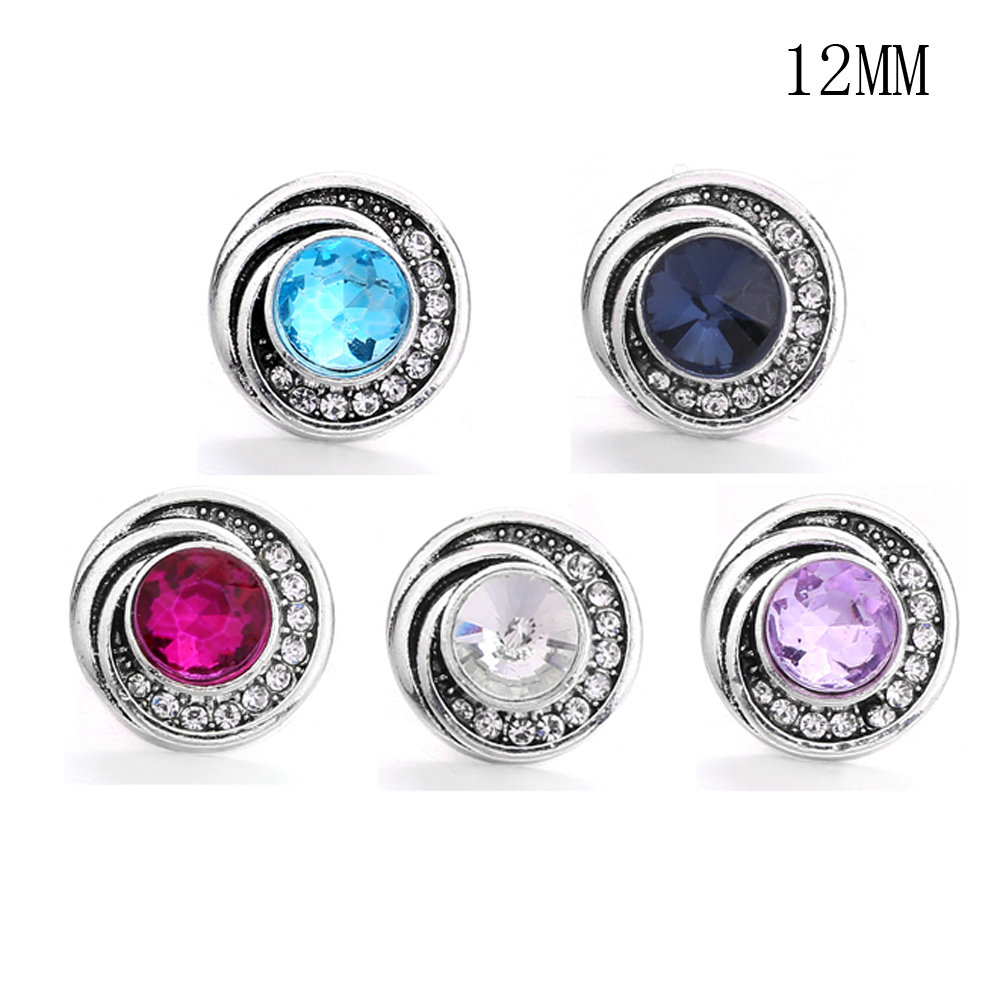 12MM rhinestones snap silver plated interchangable snaps jewelry