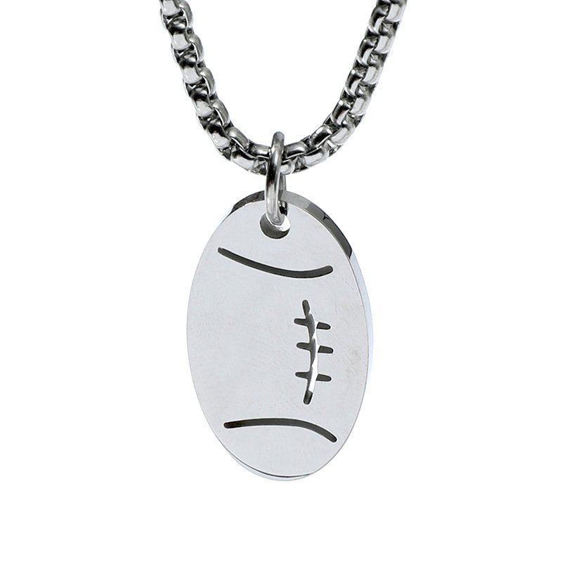 Necklace Hip Hop Stainless Steel Chain Rugby Pendant