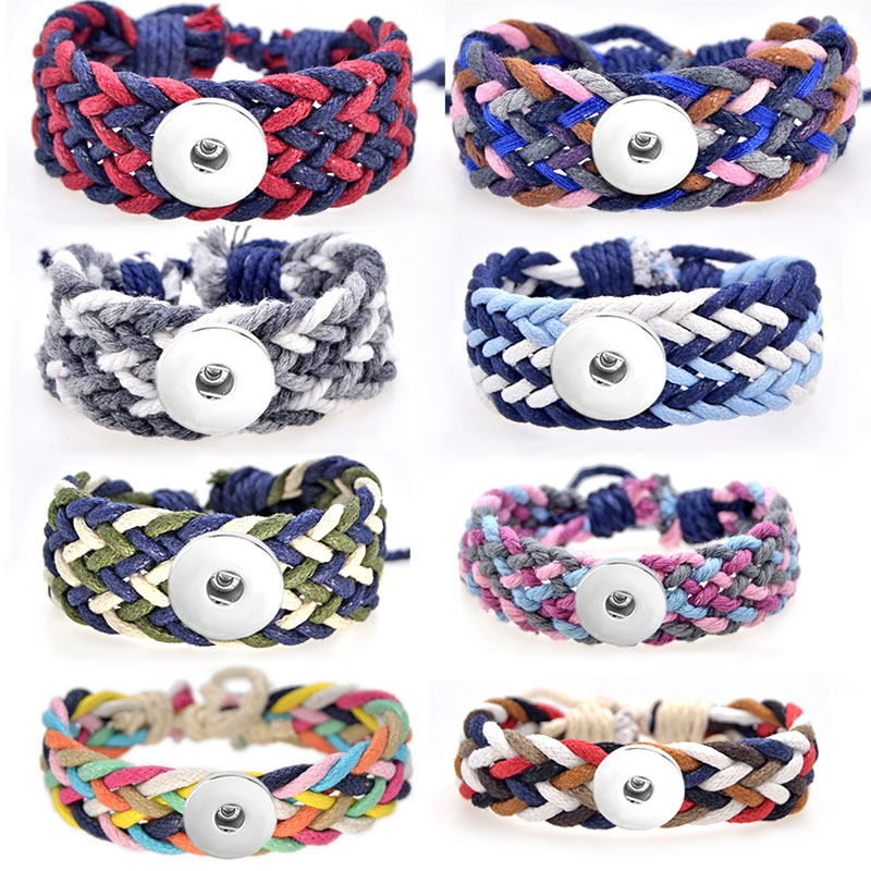 Wide Braided Bracelet Available in Multiple Colors fit 20mm snaps jewelry