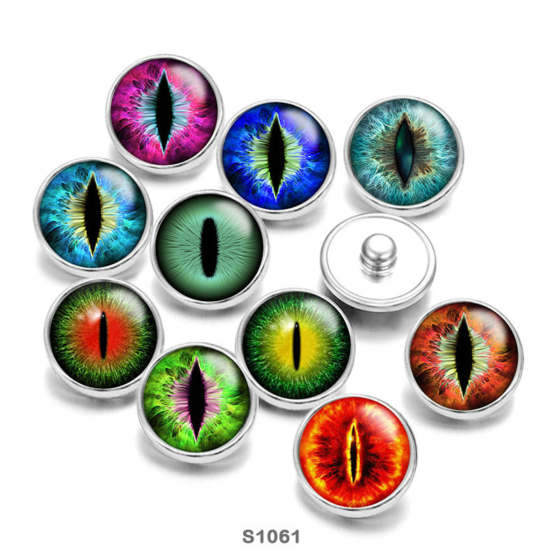 Painted metal 20mm snap buttons Eyes Cat Eye Eyeball Print