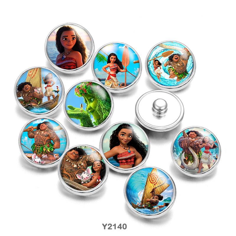 Painted metal 20mm snap buttons Cartoon princess
