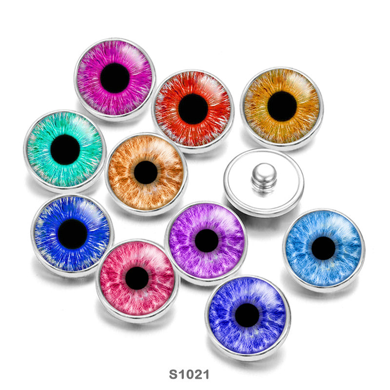 Painted metal 20mm snap buttons Eyes Cat Eye Eyeball Print
