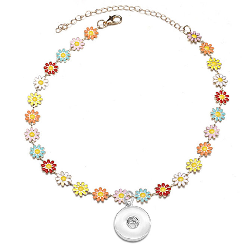 Oil dripping small daisy flower collarbone chain necklace women Bohemia ...