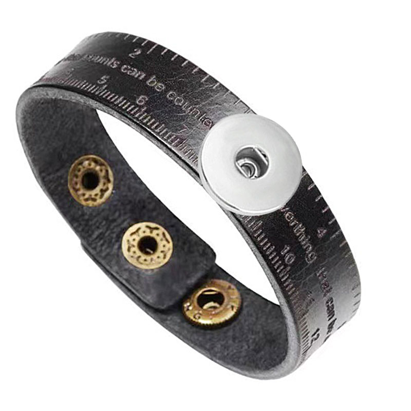 Cowhide student scale ruler bracelet 18MM Snaps button jewelry wholesale