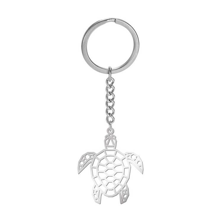 Stainless steel sea turtle key ring