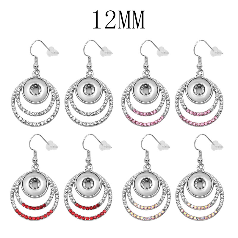 12MM design Rhinestone Metal Earring Snaps button jewelry wholesale
