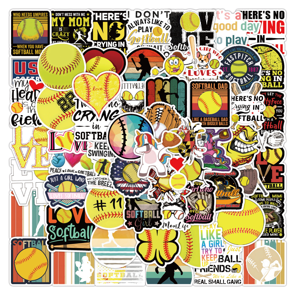 100 pieces of sports series softball graffiti stickers, car luggage ...