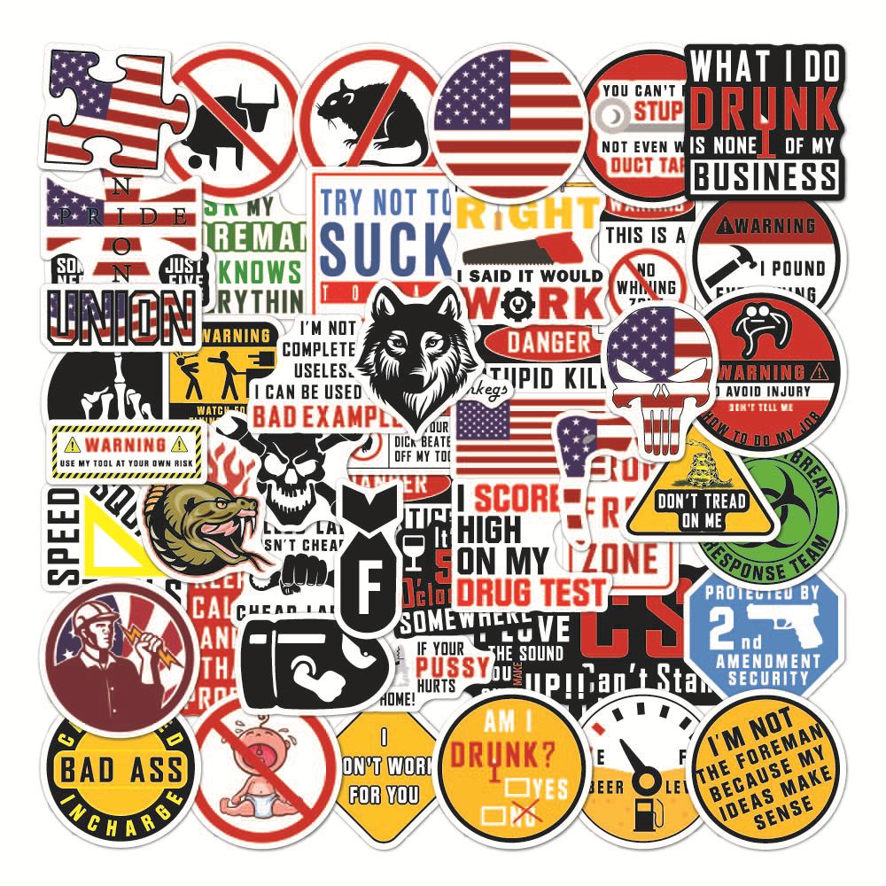 50 warning stickers, personalized waterproof warning slogans ...